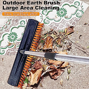 16" Heavy Push Broom for Outdoor Floor Cleaning Heavy Duty Outdoor Broom with 54" Long Handle,Outdoor Broom for Deck,Driveway,Garage,Yard,Deck,Patio,Warehouse,Concrete