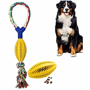 Dog Ball Rope Toy Interactive for Medium Dog for Treat Dispensing, Durable Dog Balls for Teeth Cleaning/IQ Training (Not for Aggressive chewers)