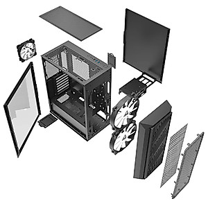 Montech AIR X Black ATX Mid-Tower Case, Super High Airflow, Pre-Installed Dual 200mm ARGB Fans, 120mm ARGB Fan, ARGB Controller, Motherboard Sync, Pull Out Tempered Glass, (AIR X ARGB)