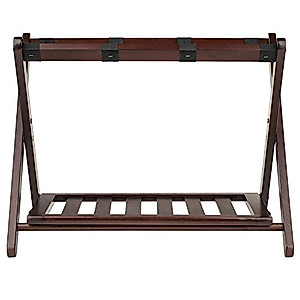 Winsome Solid Wood Remy Luggage Rack with Shelf in Cappuccino