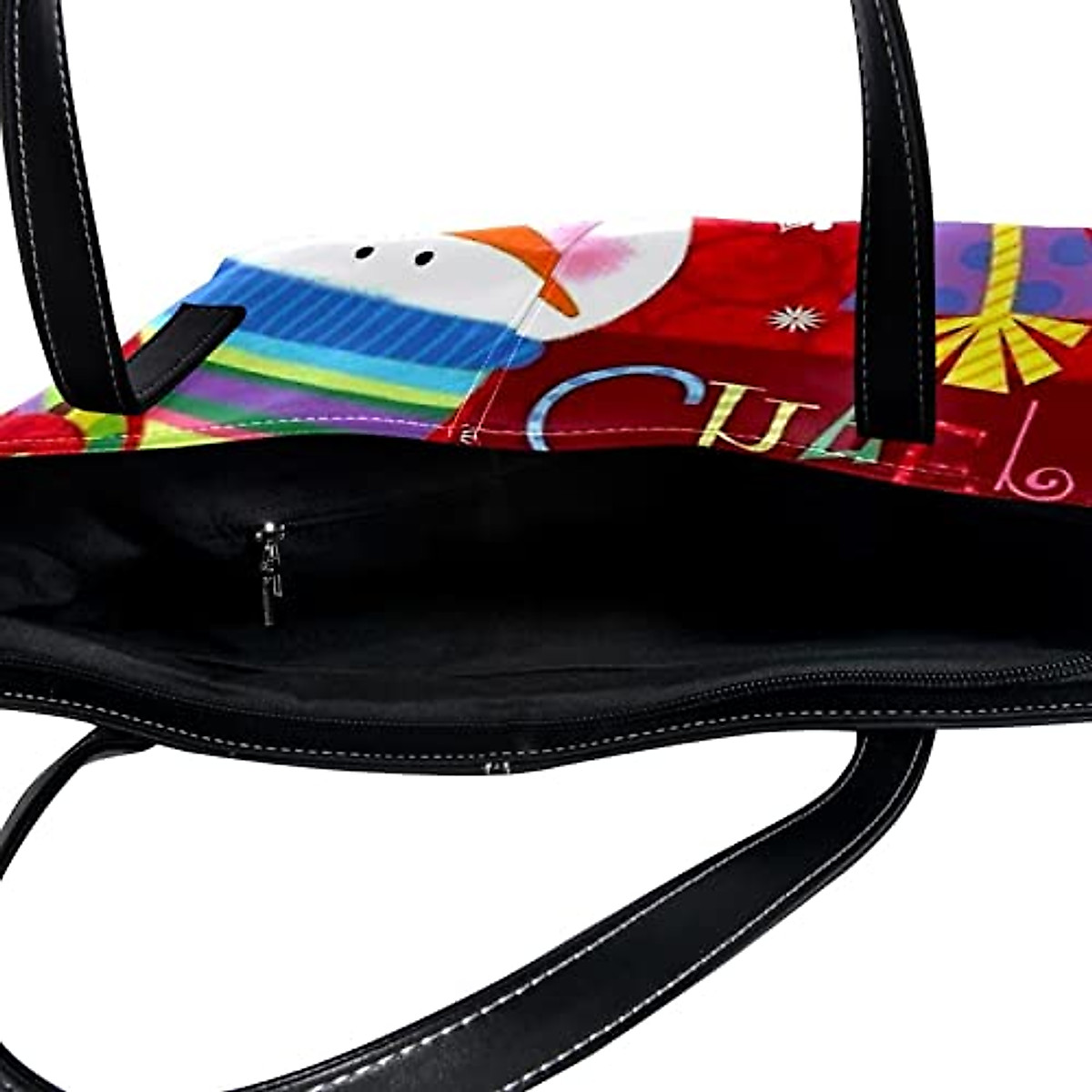 Women's Large Size Canvas Shoulder Bag Hobo Crossbody Handbag Casual Tote, Cartoon Snowman Merry Christmas