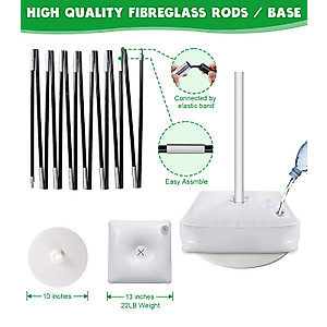 Balloon Arch Kit, 9FT Tall &10Ft Wide Adjustable Plastic Balloon Column Stands Set with Water Fillable Bases and Water Bag 50 Balloon Clips,1 Manual Pump,2 Knotter, Dot Glue,2 Flower Clips...