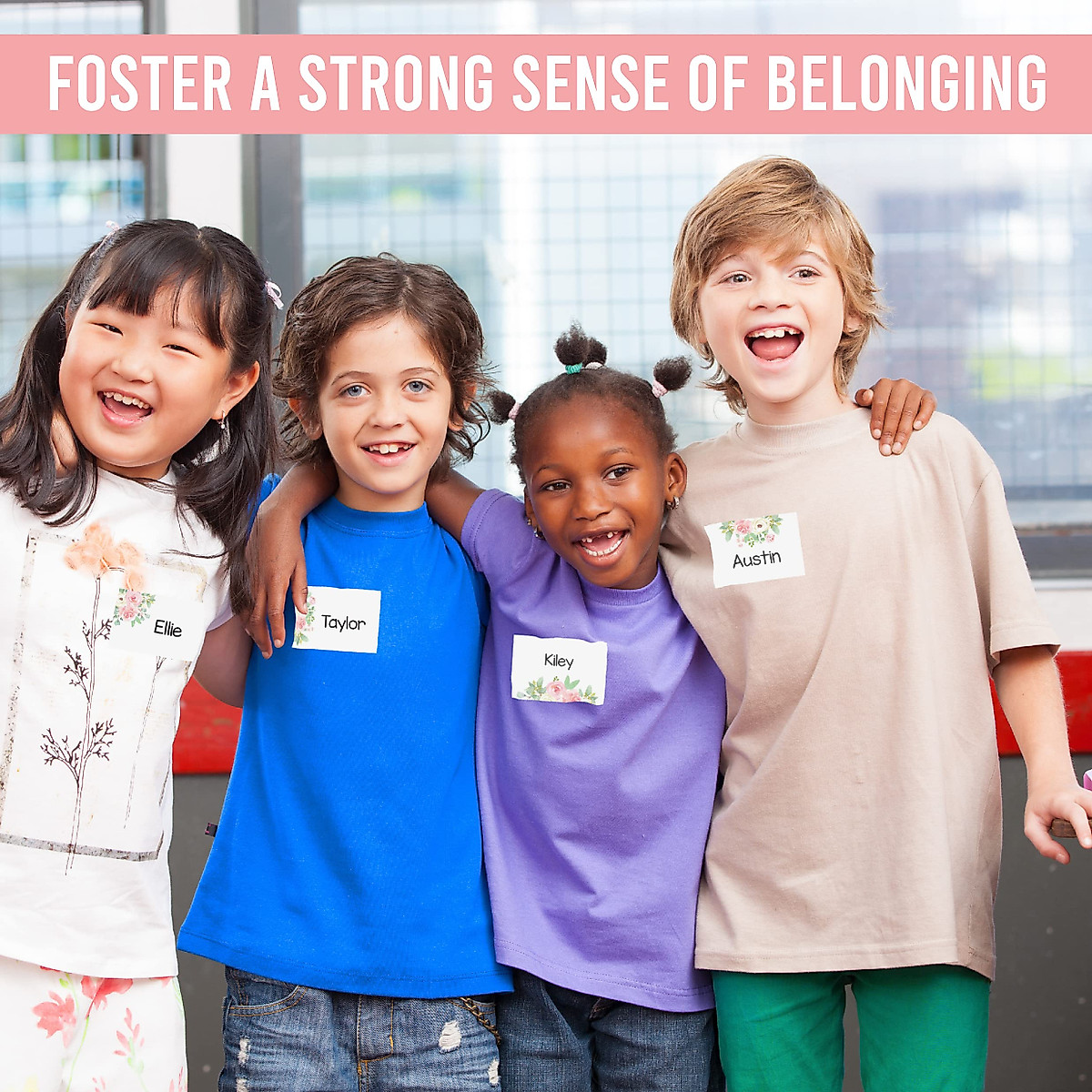 Hadley Designs 56 Floral Self Adhesive Name Tags Sticker for Kids - Name Tag Stickers for Kids Name Labels for School, Nametags Labels for Classroom Labels for Teachers, Sticky Name Tags for Clothes