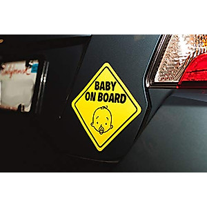 Babypop! Baby on Board Sticker for Cars (Magnetic) - Baby on Board Magnet for Car, Baby on Board Sign - Reflective Safety 2 Pack