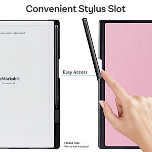 CoBak Case for Remarkable 2 Tablet - Lightweight and Hard Back Shell Protective Book Folio Cover with Built-in Pen Holder - Only for 10.3" 2020 Released (Mist Pink)