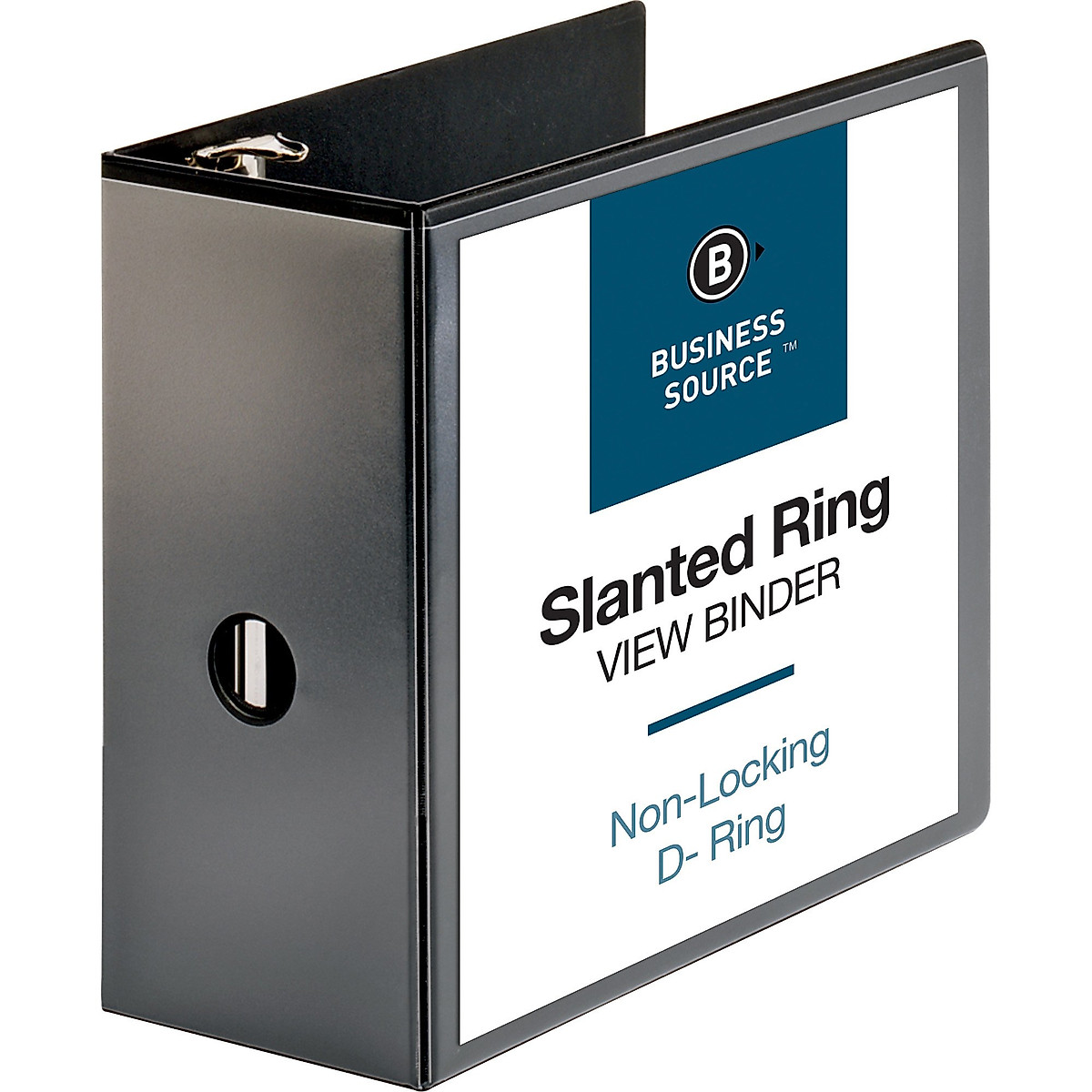 Business Source Basic D-Ring View Binders, 5", Black