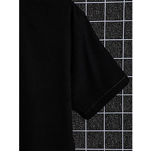 Milumia Men's Casual Button Up Shirt Pocket Short Sleeve Colorblock Blouse Tops Pink and Black Large