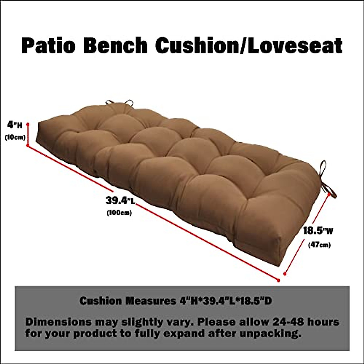 Kunste Patio Furniture Cushions Sets Tufted Wicker Settee Bench Cushions Indoor Outdoor 1 Loveseat 2 Seating Cushions Light Coffee