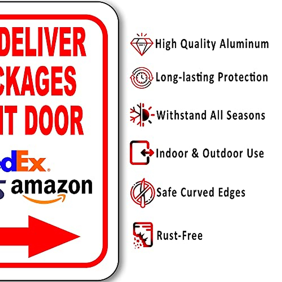 Please Deliver All Packages to Front Door Right Arrow Delivery Sign for Delivery Driver Delivery Instructions for My Packages from Amazon, FedEx, USPS, UPS - Indoor Delivery Signs for Home - 8.5"x10"