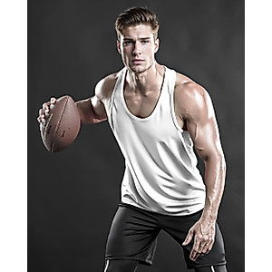 DRSKIN Men's 4-Pack Dry Fit Y-Back Muscle Tank Tops, Gym Bodybuilding Training, Athletic Workout Cool Shirts (BTF-ME-TA, M)