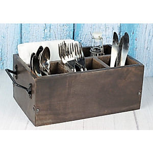 ARTISENIA Mother's Day Gifts Wooden Kitchen Utensil Holder With 4 Compartments Wood Utensil Organizer for Cutlery, Napkins, Cups Caddy Organizer