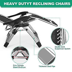 LILYPELLE Zero Gravity Chair, Premium Lawn Recliner Folding Portable Chaise Lounge with Detachable Cushion, Headrest and Cup Holder, Reclining Patio Lounger Chair,Alloy Steel