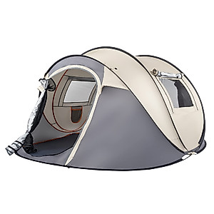 VINGLI Pop Up Camping Tent,Waterproof Automatic Setup -Instant Family Tents for Camping Hiking & Traveling, 110” x 79” x 48” (Grey)