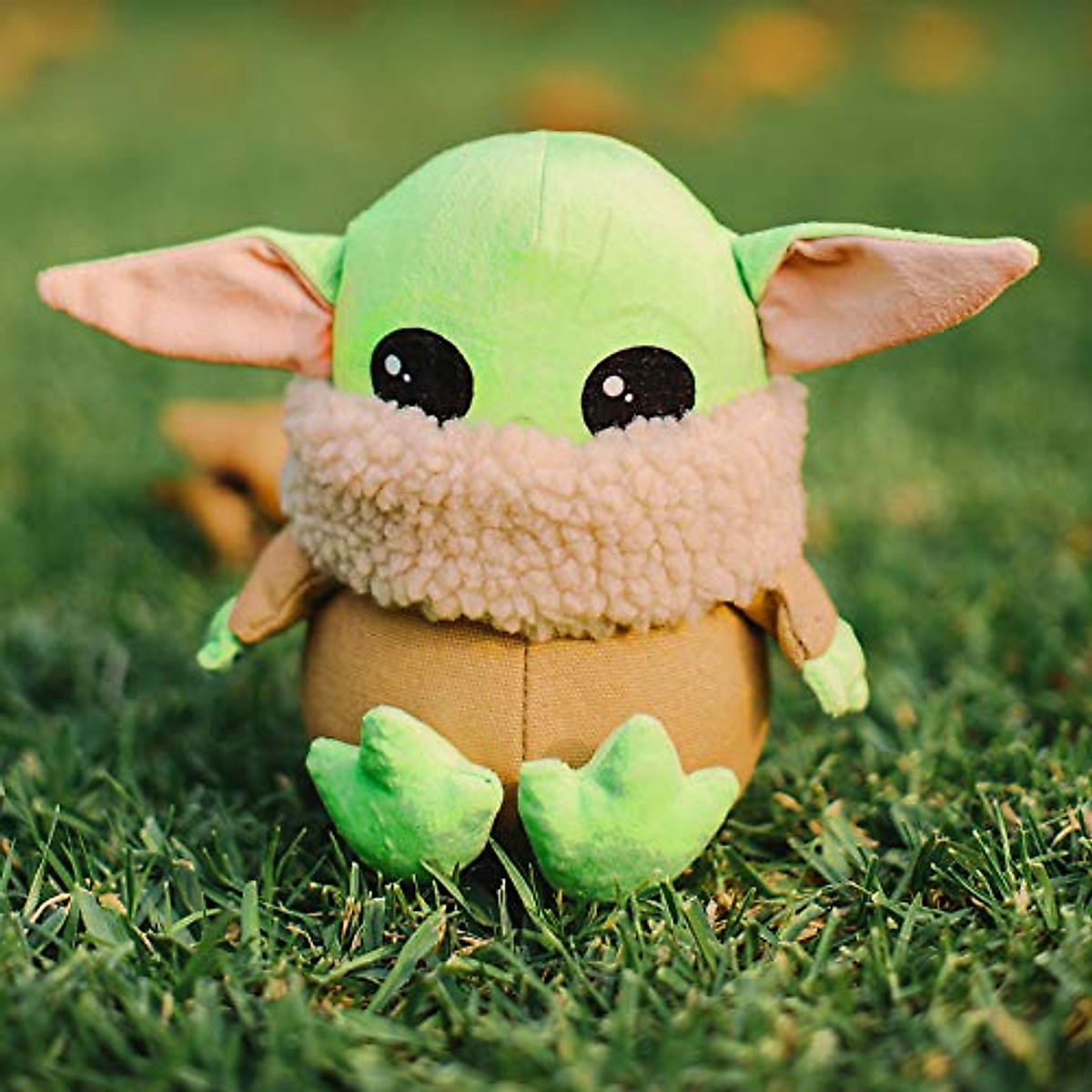 Buckle-Down Dog Toy, Mandalorian, Plush Squeaker Star Wars The Child Sitting Pose, Baby yoda, 8" x 8" (DTPT-SWBIF) for All Breed Sizes