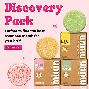 Muun Rosemary Shampoo and Conditioner Bar Set 3 - Natural Solid Hair Growth Soap Bars for Women with Straight, Curly or Thinning Hair for Anti-Hair Loss, Regrowth, pH Balanced, Sulfate & Silicone Free