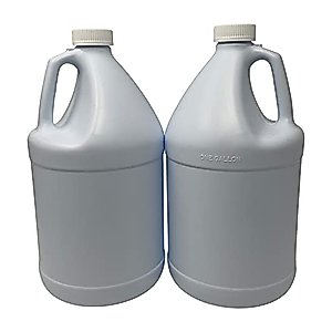 CSBD 1 Gallon Plastic Jugs with Child Resistant Lids, BPA Free, HDPE Plastic, Residential and Commercial Uses, Made in USA, 2 Pack, White/White (1 Gallon, White/White)