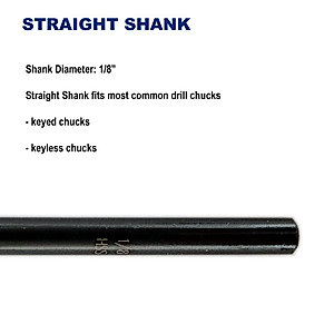 1/8-Inch x 6-Inch Aircraft Extension Black Oxide Drill Bit, Premium M2 High Speed Steel, Extra Length, for Metal, Plastic, Wood