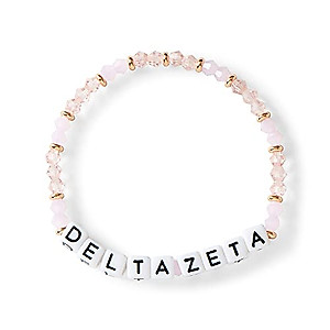 Sorority Shop Delta Zeta Bracelet — Glass Bead Bracelet with DZ Name Beads and 18K Gold Accent Beads, Greek Sorority Jewelry for Big Little Sorority Gifts
