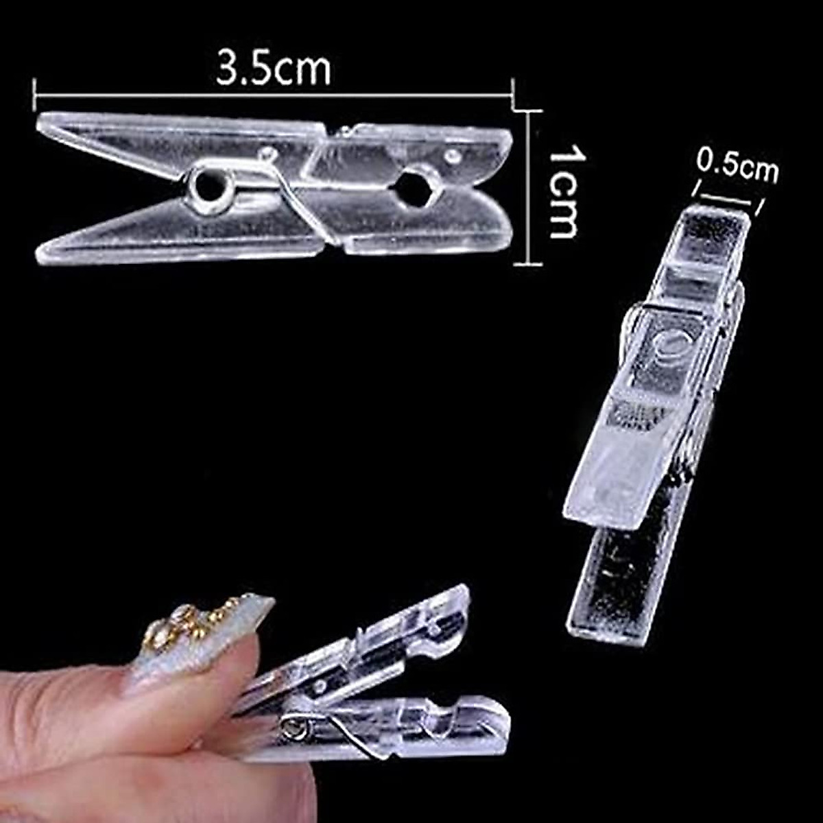 GSHLLO 50 Pcs Clear Plastic Photo Display Clips Clothes Pins Paper Pegs Craft Clips Spring Hanging Clips Clamps for Home Crafts Decor