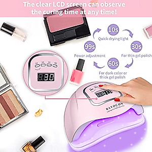 RAYOCON UV LED Gel Nail Lamp 120W, Professional UV Nail Light for Gel Polish Fast Curing with 45 Lamp Beads, Lightweight LED Gel UV Nail Dryer for Salon Home, Pink