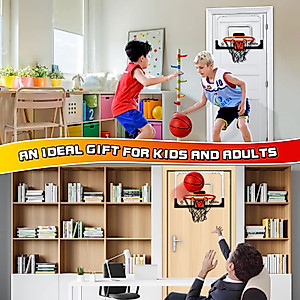 SUPER JOY Mini Indoor Basketball Hoop Over The Door Basketball Hoop with Audio Scoreboard and Batteries | Door Room Basketball Hoop Office Basketball Hoop Bedroom Basketball Hoop for Kids & Adults