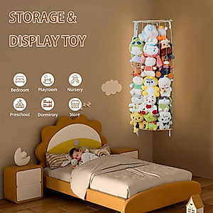 Stalishare Kids Stuffed Animal Storage, Wood Floating Corner Wall Mounted Shelves for Kids Room, Adjustable Length Corner Wall Shelf Toy Organizer Kids Furniture for Bedroom