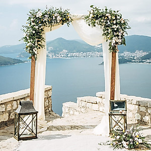 30" x 32 ft White Sheer Wedding Arch Draping Fabric 3 Panels Chiffon Fabric White Wedding Arch Drapes White Backdrop Curtain Arch Drapery for Wedding Ceremony Arch Decoration Party Ceiling Stage Decor