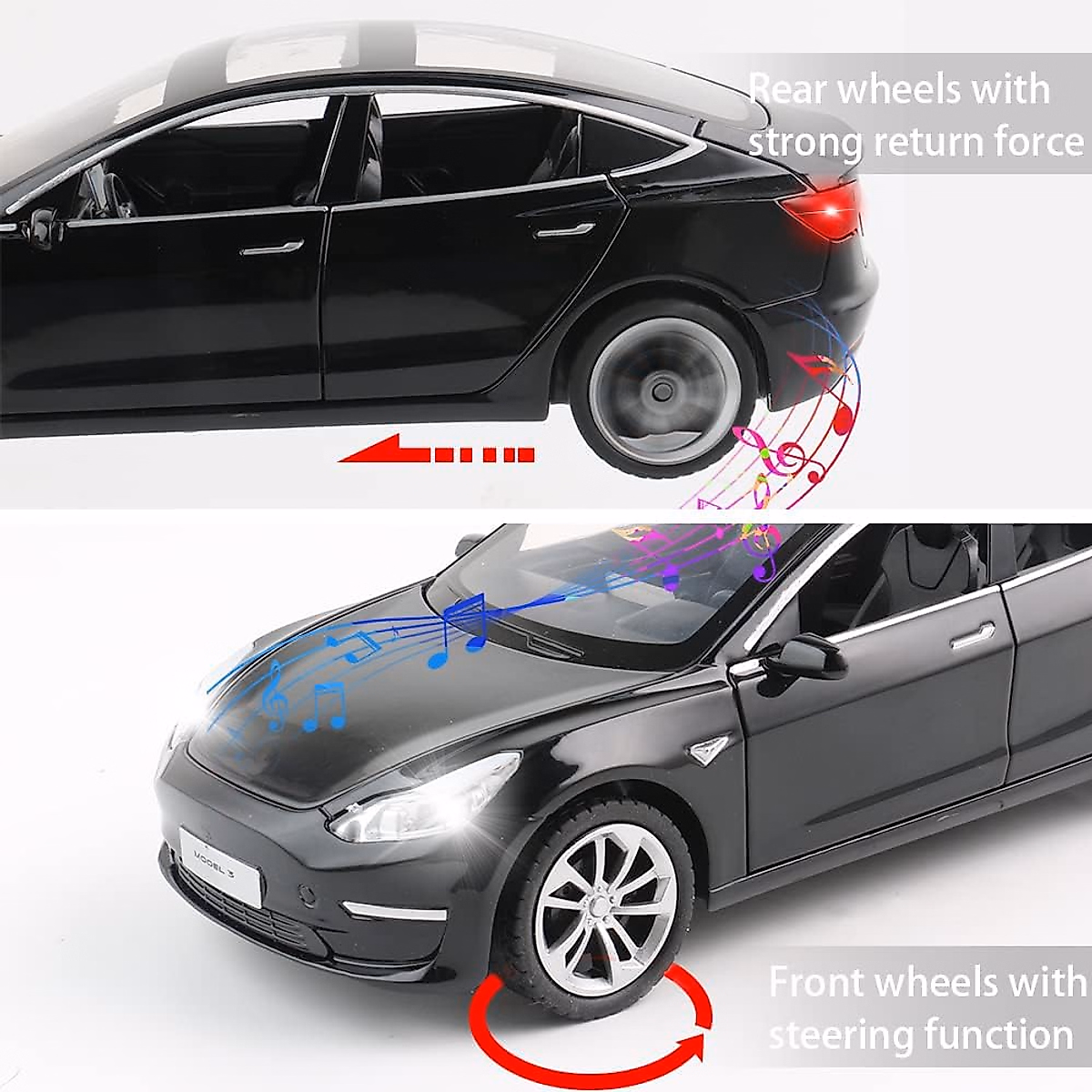 Diecast Toy Car Sian FKP37 Sports Model Car,Zinc Alloy Simulation Casting Pull Back Vehicles,1:32 Scale Supercar Toys with Lights and Music Sound for Toddlers Kids Children Boys Girls Gift (Blue)