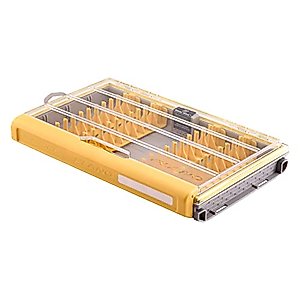 Plano Edge 3600 Jig & Bladed Jig Utility Box, Gray and Yellow, Holds Up to 70 Individual Jig Baits, Rust-Resistant and Waterproof Bait Storage Organizer