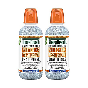 TheraBreath Whitening Mouthwash, Dazzling Mint, Dentist Formulated, 16 Fl Oz (2-Pack)