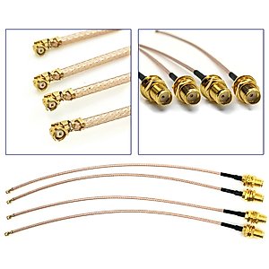Pack of 4 RF U.FL(IPEX/IPX) Mini PCI to SMA Female Pigtail Antenna Wi-Fi Coaxial RG-178 Low Loss Cable (7 inches (17.8 cm)))