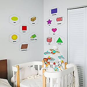 12 Pieces Shape Hex Wall Decals Removable Wall Decals Wall Stickers for Kids Nursery Bedroom Living Room Decoration