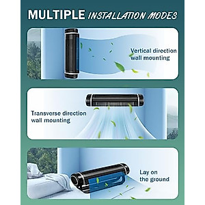 Hanchen Air Purifier Fan with Voice Control, Bladeless Wall Mount Fan Oscillating Fan Cooling Fan for Bedroom Air Circulator Fan with Remote Touch Panel Control 7H Timer, One-touch Air Purification ＆ Circulation 28"