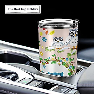xigua Lovely Couple Owl 20oz Tumbler with Lid and Straw,Vacuum Insulated Stainless Steel Water Cup,Hot and Cold Drink Cup for Car,Sports, Household, Travel