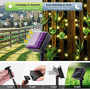 ITICdecor Solar Flower String Lights Outdoor Waterproof 50 LED Fairy Light Christmas Decorations for Garden Fence Patio Yard Christmas Tree, Home, Lawn, Wedding, Patio, Party Decoration (Warm White)