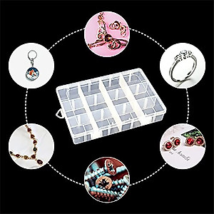 Tellyouwin 6 Pack Organizer Box with Parkical Adjustable Dividers, 12 Grids Plastic Storage Container for Jewelry, Craft DIY, Bead Organizer, Sewing, Dip Powder, Hair Accessories