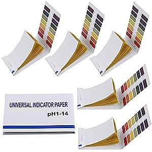 BOJACK 5 Pack 80 Strips (400 Strips) pH 1-14 Test Paper Extensive Test Paper Litmus Test Paper 400 Strips pH Test for Water Soil Testing Pet Food pH Monitoring