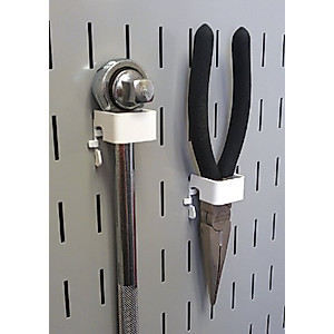 Wall Control Pegboard 1in x 1in C-Bracket Slotted Metal Pegboard Hook for Wall Control Pegboard and Slotted Tool Board – White