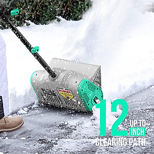 Litheli 20V Cordless Snow Shovel, 12 Inch Electric Snow Thrower with 4000mAh Battery & 2.4A Charger, Auxiliary Handle, Ideal for Driveway, Patio, and Deck Clearing