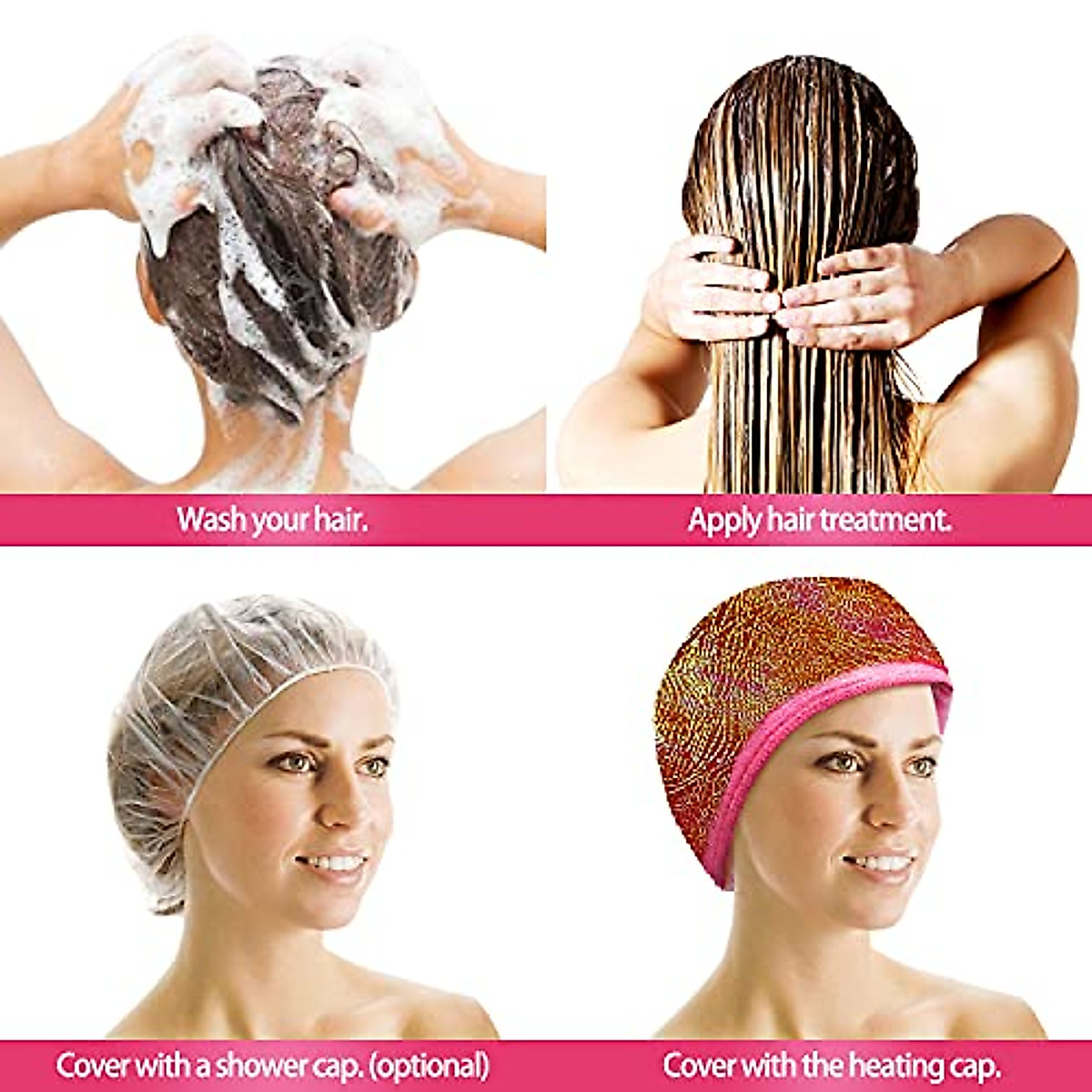 VICARKO Hair Steamer Thermal Heat Cap Deep Conditioning Natural Black Hair Scalp Treatment Spa Hot Head Care Electric for Home Use Orange Glittery