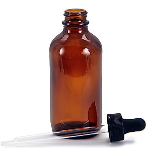 Vivaplex, 6, Amber, 4 oz Glass Bottles, with Glass Eye Droppers