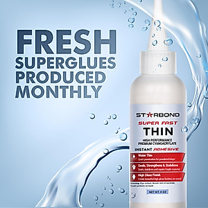 Starbond 4 oz. Super Fast Thin CA Glue (Premium Cyanoacrylate Super Glue) for Woodworking, Woodturning, Hobby Models, CA Finish, Inlays