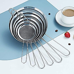 Kyraton Fine Mesh Strainer 6 Pieces Set, Flour Sifter For Baking, Stainless Steel Clander, Matcha Tea Strainer, Gravy Separator, Stasher Sieve Pasta Strainers