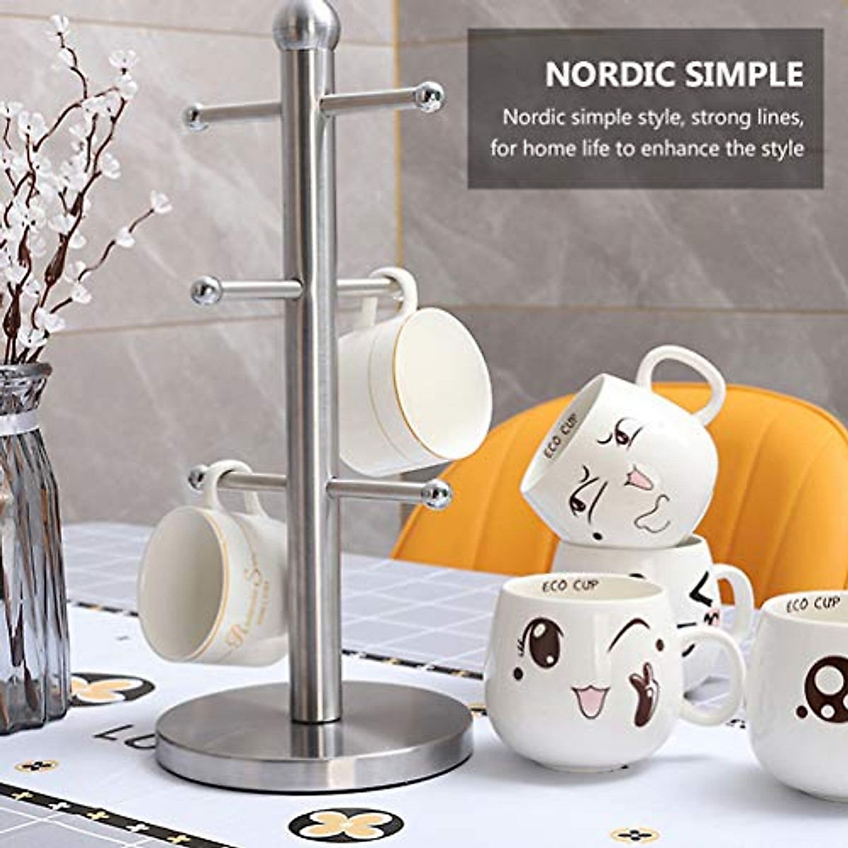 BESPORTBLE Mug Holder Tree, 1pc Stainless Steel Household Cup Drying Storage Rack Holder Stand Creative Cup Organizer for Home Coffee Counter Bar