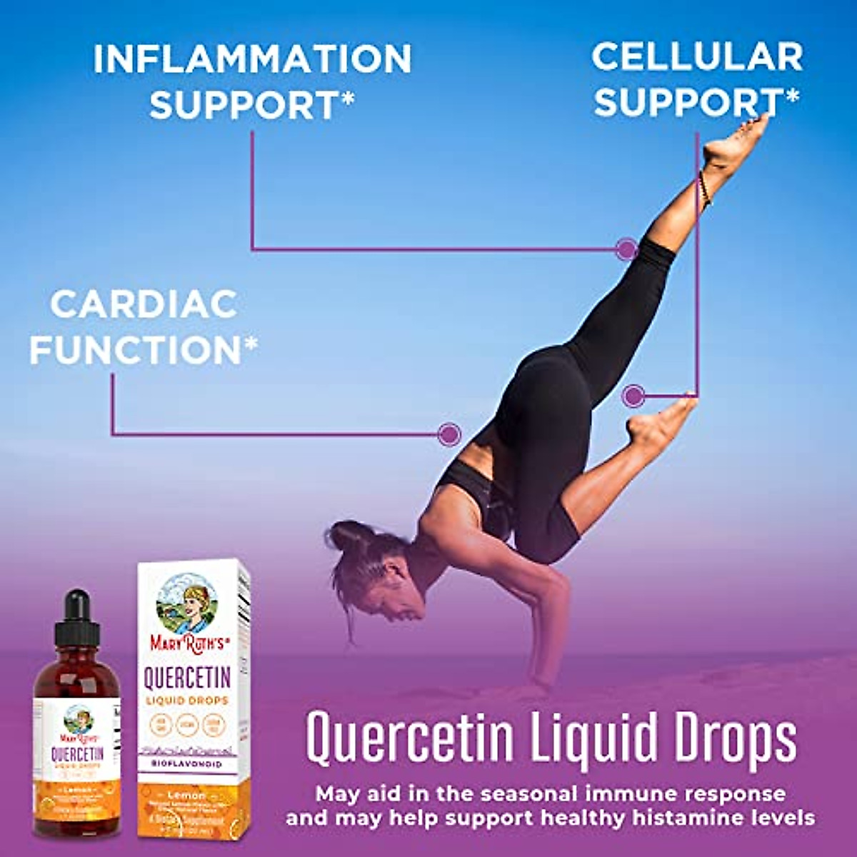 Quercetin Liquid Drops & Zinc Liposomal Bundle by MaryRuth's | Immune Support | Immune Defense | Inflammation Support | Cellular Health | Skin Care Supplement, Vegan, Non-GMO, Gluten Free.