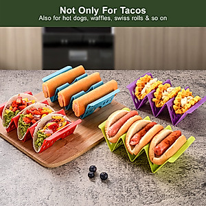 Uaniar 6PCS Taco Holder Stand for Fiesta, Large Taco Holders Set of 6, Plastic Taco Stands for 3 Tacos, Street Taco Rack Holder Stand, Dishwasher & Microwave Safe