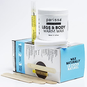Parissa Legs & Body Warm Wax Kit, Salon-Style Microwavable Formula for Coarse Hair Removal on Face or Body, At-Home Waxing Kit
