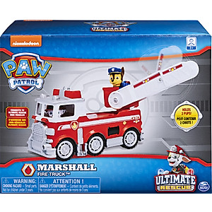 Paw Patrol Ultimate Rescue - Marshall's Ultimate Rescue Fire Truck with Moving Ladder and Flip-Open Front Cab, Ages 3 and Up