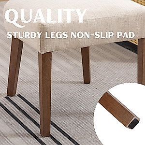 RIVOVA Mid Century Modern Dining Chairs Set of 2 Upholstered Linen Fabric Dining Chairs Curved Backrest Farmhouse Dining Room Chairs Kitchen Chairs with Wood Legs, Beige