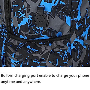 FLYMEI Cool Backpack with USB Charging Port, Anime Backpack for Teens 15.6 inch Laptop Backpack, Luminous Bookbags for Boys Durable Backpack for Elementary